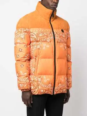 Philipp Plein Bandana Print Padded Jacket - Orange