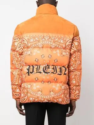 Philipp Plein Bandana Print Padded Jacket - Orange