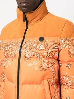 Philipp Plein Bandana Print Padded Jacket - Orange