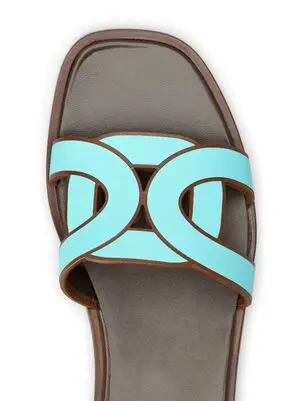 TOD'S Logo-strap Leather Sandals - Blue
