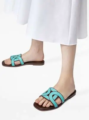 TOD'S Logo-strap Leather Sandals - Blue