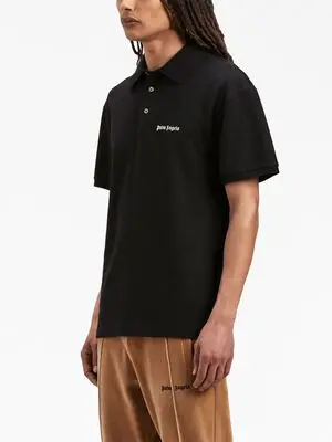 Palm Angels Logo-embroidered Cotton Polo Shirt - Black