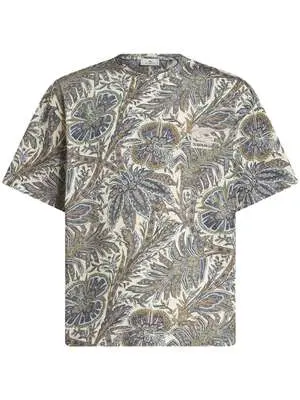 Etro Paisley-print Cotton T-shirt - Blue