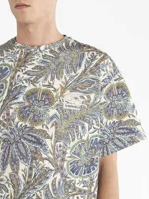 Etro Paisley-print Cotton T-shirt - Blue