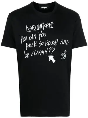 Dsquared2 Slogan-print Cotton T-shirt - Black