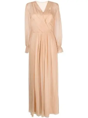 Alberta Ferretti Pleated Silk-chiffon Dress