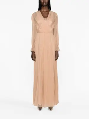 Alberta Ferretti Pleated Silk-chiffon Dress
