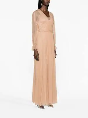 Alberta Ferretti Pleated Silk-chiffon Dress