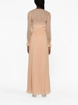 Alberta Ferretti Pleated Silk-chiffon Dress