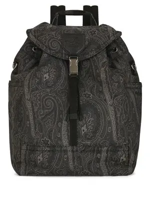Etro Pegaso-motif Paisley-print Backpack - Black