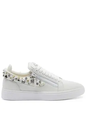 GIUSEPPE ZANOTTI Stud-embellished Double-zip Low-top Sneakers