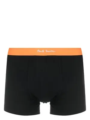 Paul Smith Logo-waistband Organic Cotton Boxers - Black