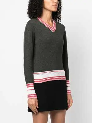BARRIE V-neck Cashmere Sweater - Green