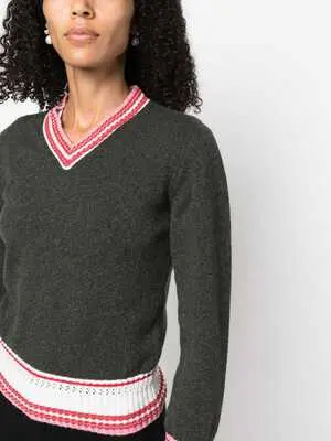BARRIE V-neck Cashmere Sweater - Green