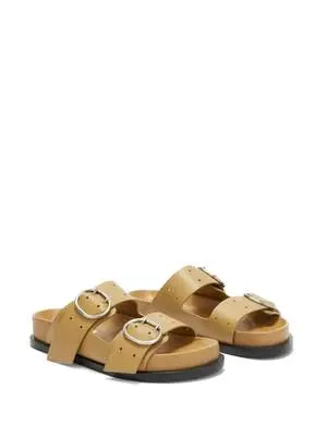 JIL SANDER Buckle Leather Flat Sandals - Brown