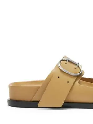 JIL SANDER Buckle Leather Flat Sandals - Brown