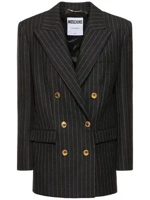 Moschino Pinstriped Double Breasted Wool Jacket