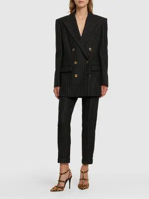 Moschino Pinstriped Double Breasted Wool Jacket