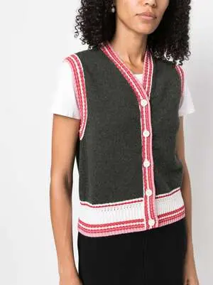 BARRIE Sleeveless Cashmere Cardigan