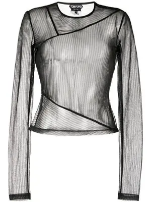 TOM FORD Sheer Ribbed Jersey Top