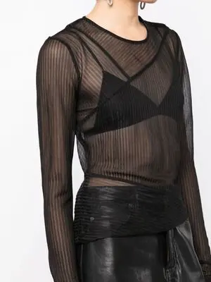 TOM FORD Sheer Ribbed Jersey Top