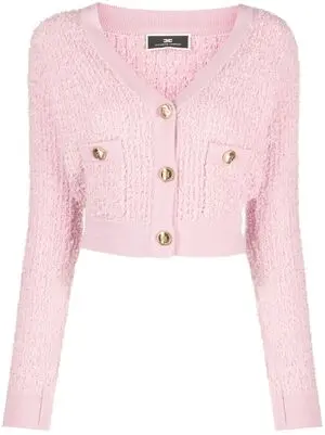 Elisabetta Franchi Button-up Bouclé Cropped Cardigan