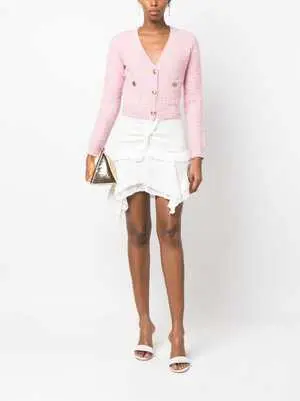 Elisabetta Franchi Button-up Bouclé Cropped Cardigan