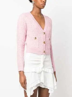 Elisabetta Franchi Button-up Bouclé Cropped Cardigan