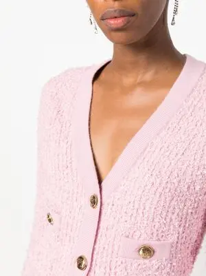 Elisabetta Franchi Button-up Bouclé Cropped Cardigan