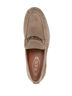 TOD'S Logo-plaque Suede Loafers