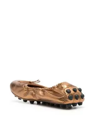 TOD'S Gommino Metallic-effect Leather Ballet Flats