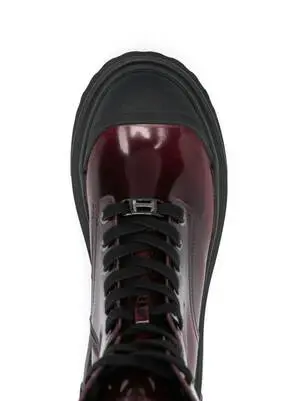 Hogan Lace-up Combat Boots - Red