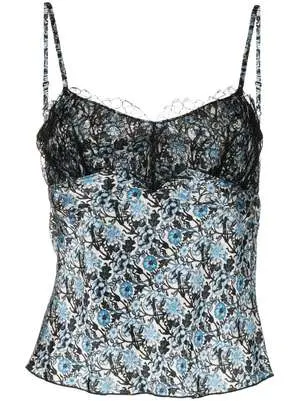Sandro Floral-print Tank Top - Blue