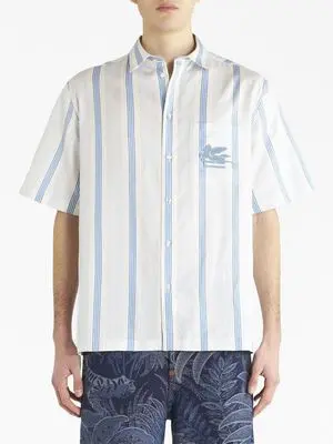 Etro Pegaso Logo-embroidered Cotton Shirt - White