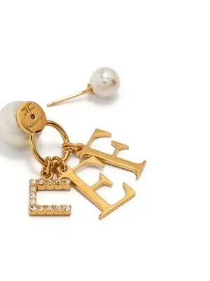 Elisabetta Franchi Logo-plaque Pearl Pendant Earrings