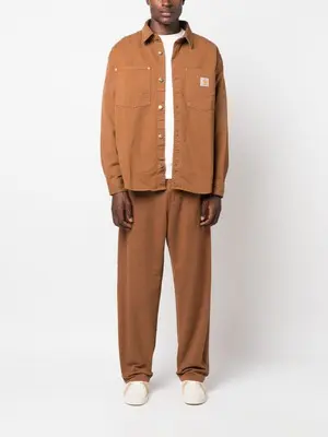 Carhartt Work In Progress Logo-patch Wide-leg Jeans - Brown