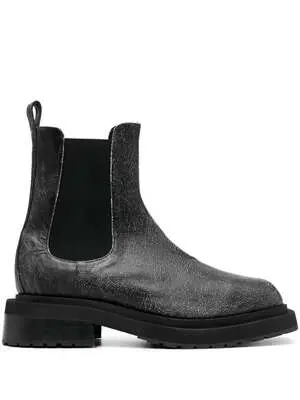 Eckhaus Latta Cracked-effect Leather Chelsea Boots