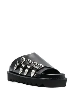 Toga Western-buckle Leather Slides