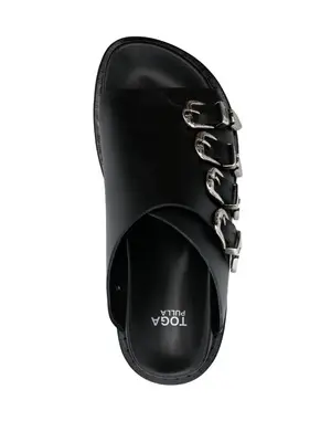 Toga Western-buckle Leather Slides