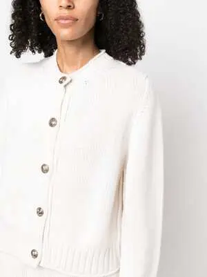BARRIE Button-up Cashmere Cardigan - Neutrals