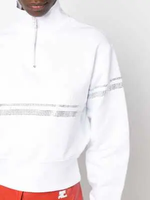 Gcds Logo-print Crystal-embellished Sweatshirt - White