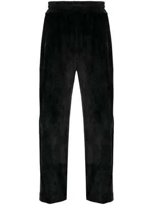 Gcds Logo-embroidered Velvet Trousers