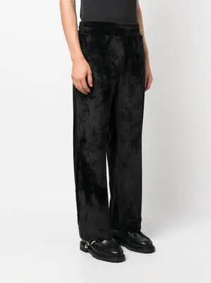 Gcds Logo-embroidered Velvet Trousers