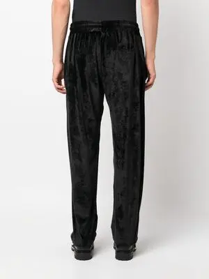 Gcds Logo-embroidered Velvet Trousers