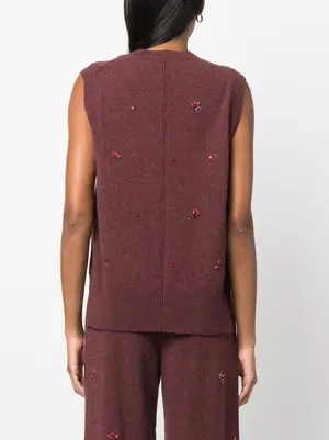 BARRIE Floral-embroidery Cashmere Jumper - Red