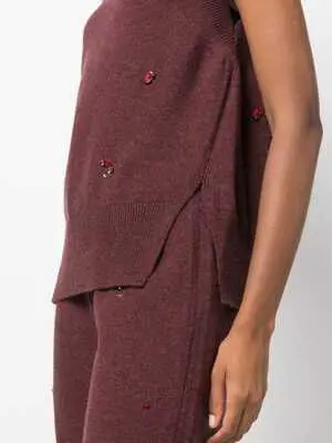 BARRIE Floral-embroidery Cashmere Jumper - Red