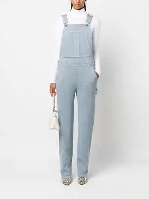 BARRIE Cotton-cashmere Denim-effect Dungarees - Blue