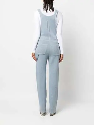 BARRIE Cotton-cashmere Denim-effect Dungarees - Blue