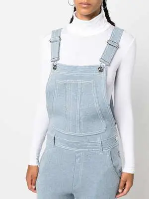 BARRIE Cotton-cashmere Denim-effect Dungarees - Blue