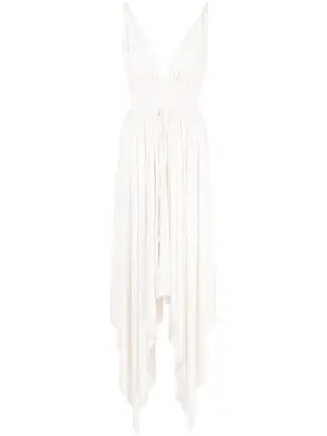Norma Kamali Goddess V-neck Draped Midi Dress